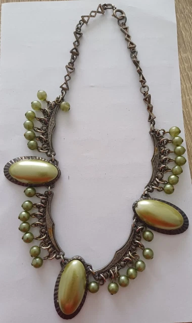 COLLIER ANCIEN ANNÉES1940/50 signé DLH Déposé bijou de créateur EUR 20 ...