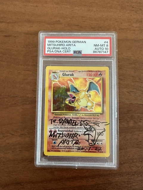 PSA 8, Glurak Holo Base Set 1999 - WOTC 4/102 MITSUHIRO ARITA Sketch ...