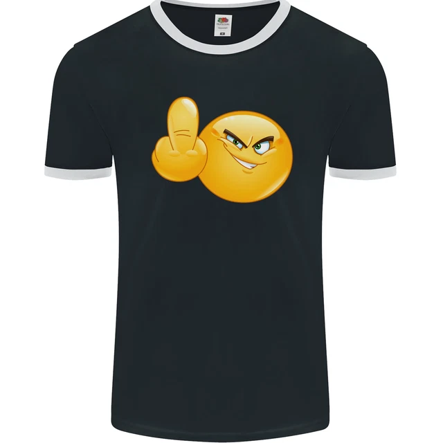 T-SHIRT RINGER HOMME Emoji Doigt Du Milieu Flip Drôle Offensant FotL ...