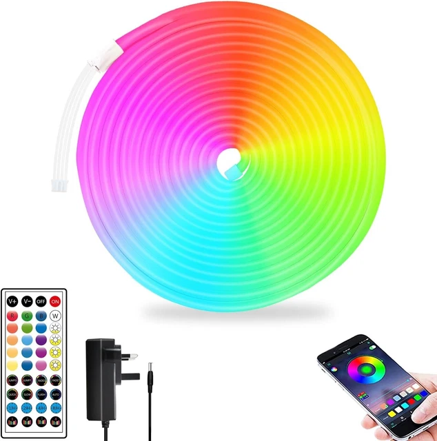 SEGRASS LED NEON Lights Strip 5M with Remote,APP Control,24v RGB LED ...