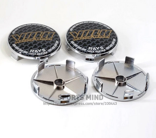 4X68MM VOLK RACING Logo Emblems Wheel Center Caps Hubcaps Badges Chrome ...