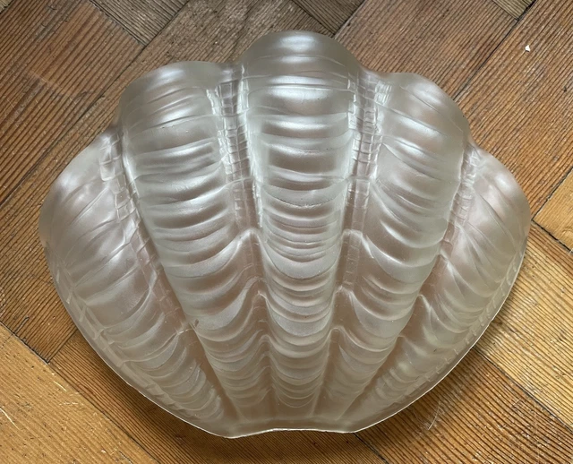ORIGINAL VINTAGE 1930S Art Deco Odeon Shell Clam Frosted Glass Wall ...