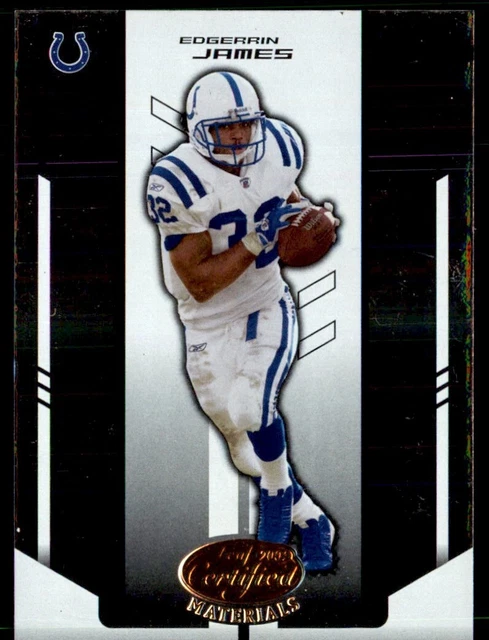 2004 MATÉRIAUX CERTIFIÉS feuilles Edgerrin James Indianapolis Colts #48 ...