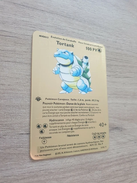 CARTE POKEMON TORTANK en metal doré (or gold holo rainbow shiny Vmax ...