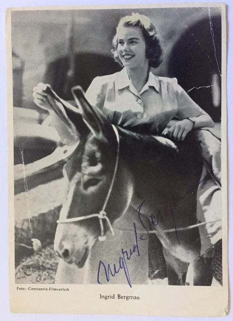 INGRID BERGMAN SIGNIERT Hollywood Original Autogramm Karte Unterschrift ...