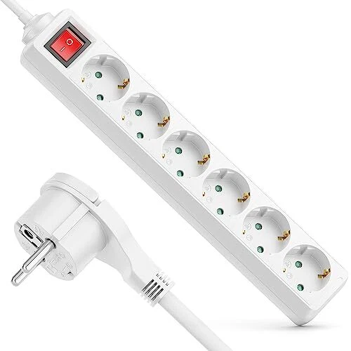 DELEYCON AVEC FICHE Plate et 3 M Blanc Multiprise à 6 Compartiments EUR ...