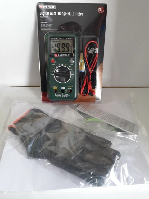PARKSIDE AUTO RANGE digital multimeter + safety specs& gloves £19.95 ...