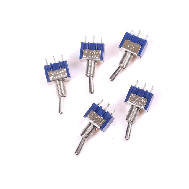 5PCS ON-OFF-ON 3PIN 3Position Mini Latching Toggle Switch AC 125V/6A ...