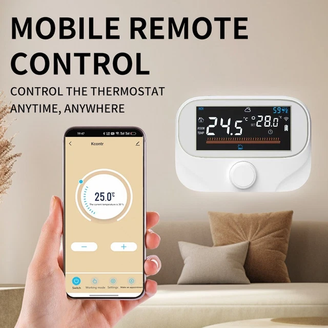 EASY TO USE Programmable Room Thermostat for RF Boiler Temperature ...