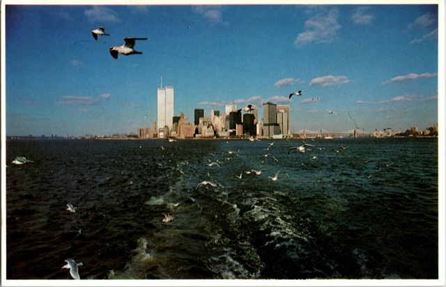 NEW YORK NY postcard LOWER MANHATTAN SKYLINE WORLD TRADE CENTER j/17 ...