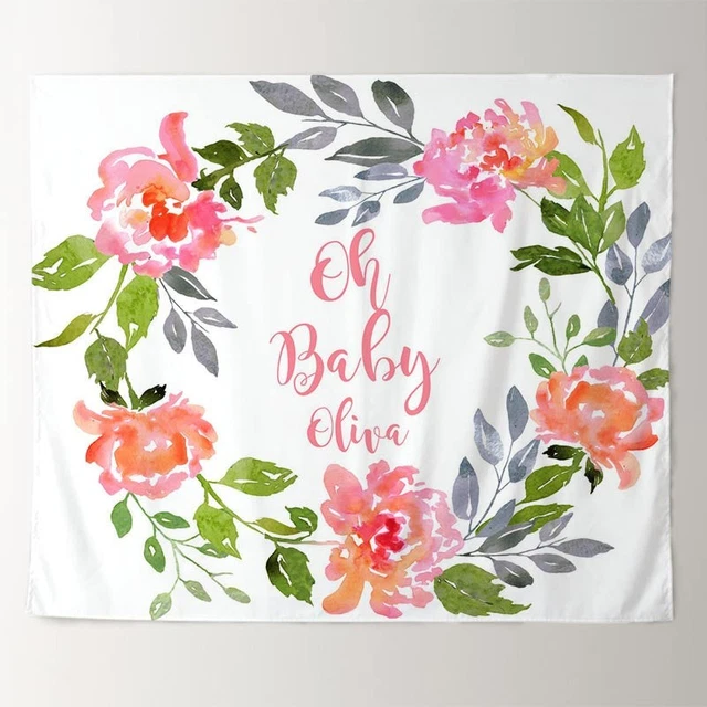 PERSONALIZED WATERCOLOR FLOWERS Oh Baby Shower Backdrop $37.84 ...