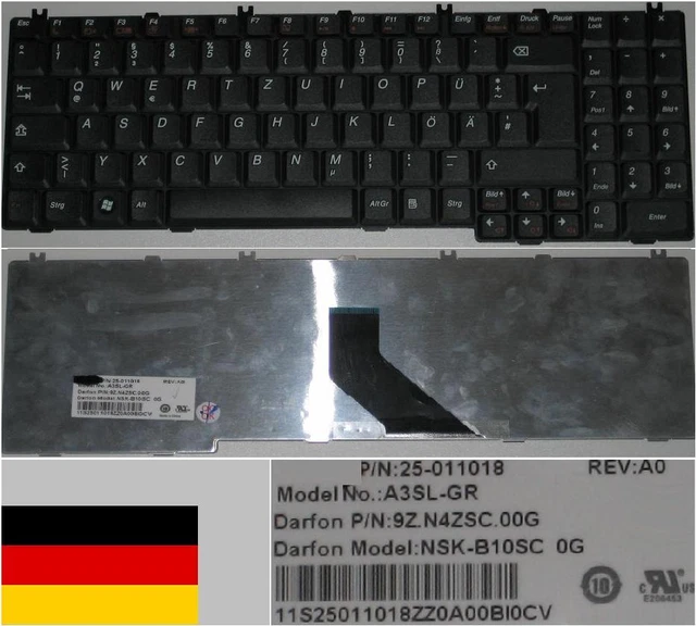 GERMAN QWERTZ KEYBOARD LENOVO V560 Series, A3SL-GR, NSK-B10SC 9Z.N4ZSC ...