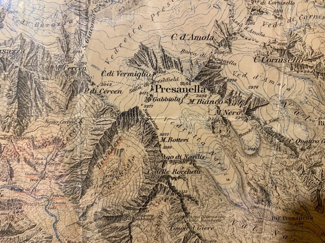 CARTA, MAPPA, CARTINA geografica ww1 austriaca Adamello Presenella ...