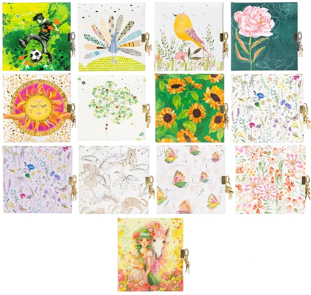 GOLDBUCH TAGEBUCH TURNOWSKY 16,5x16,5cm Kunstdruck wattiert mit Schloß ...