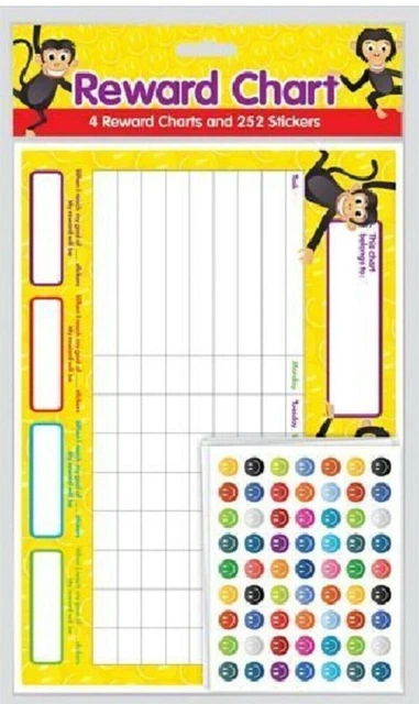 MONKEY REWARD CHART Children Stickers Positive Kids Toddlers Potty ...