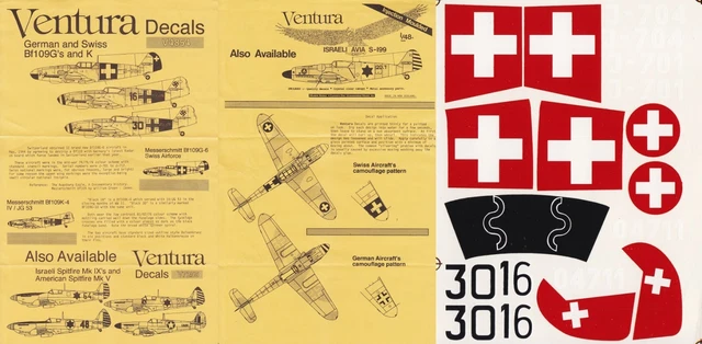 VENTURA DECALS 1/48 Messerschmitt Bf 109G/K Fliegerkompanie 7 (SwiAF ...