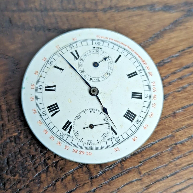PARTIAL SWISS CHRONOGRAPH Pocket Watch Movement for Parts or Repair ...