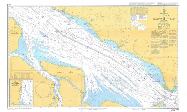 CARTE MARINE HISTORIQUE Admiralty 3947 Des Détroits Malacca Singapour ...