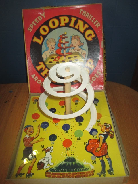 VINTAGE LOOPING THE loop game 1930s? 1940s? cool graphics 3 marbles box ...