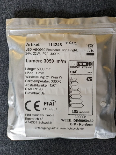 ISOLED LED HEQ930 Flexband High Bright, 24V, 3000K Warmweiß, 3050lm, 5 Meter EUR 50,00 - PicClick DE