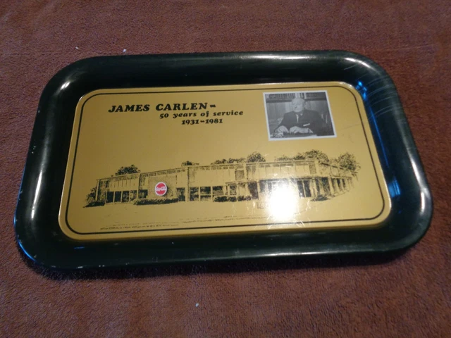 RARE VINTAGE COKE JAMES CARLEN 50 YEARS SERVICE TIN LITHO TRAY ...