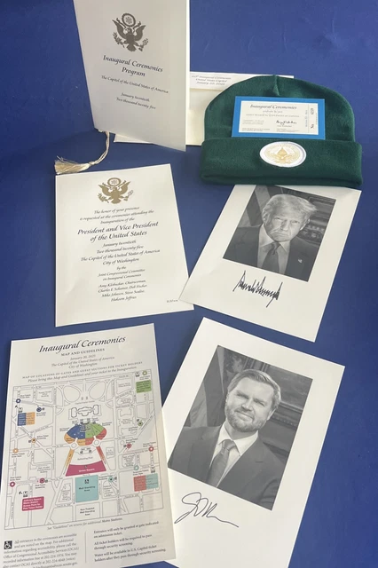 RARE LOT OF 7 Trump 2025 Inauguration TICKET, OFFICIAL HAT, INVITATION ...