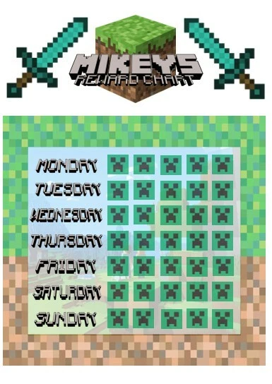 PERSONALISED MINECRAFT REWARD Chart And Star Stickers £4.87 - PicClick UK