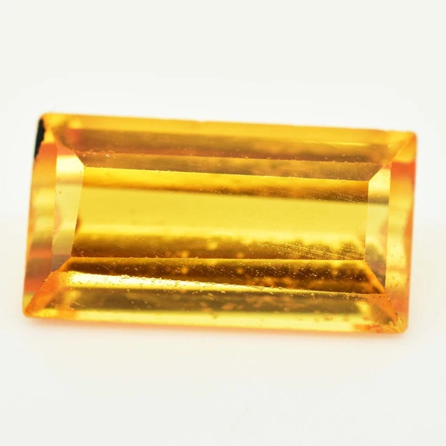 PIERRE PRÉCIEUSE CERTIFIÉE coupe baguette saphir orange de Ceylan 4,55 cts EUR 16,09 - PicClick FR