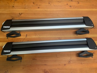 THULE 725 FLAT Top 6 Ski Snowboard Carrier Roof Rack Locks Mount NO KEY ...