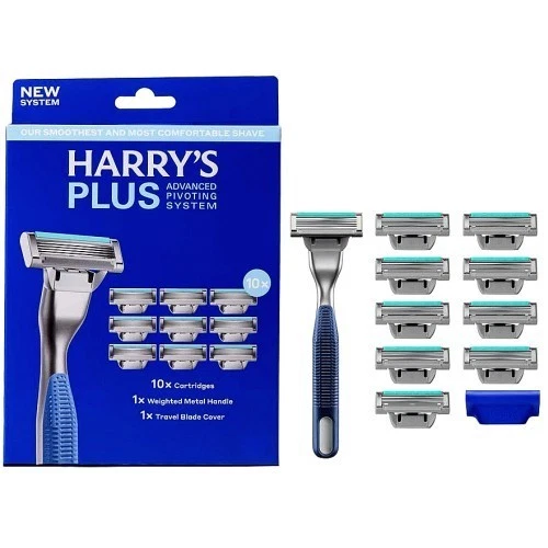 HARRY'S PLUS ADVANCED Pivoting System 5 Blade 10x Cartridges Flex Hinge ...
