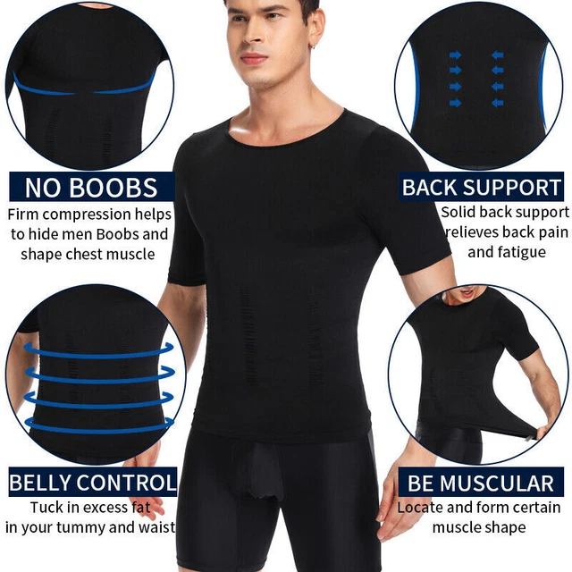 MEN SLIMMING BODY Shaper Gynecomastia Compression T-Shirt Posture ...