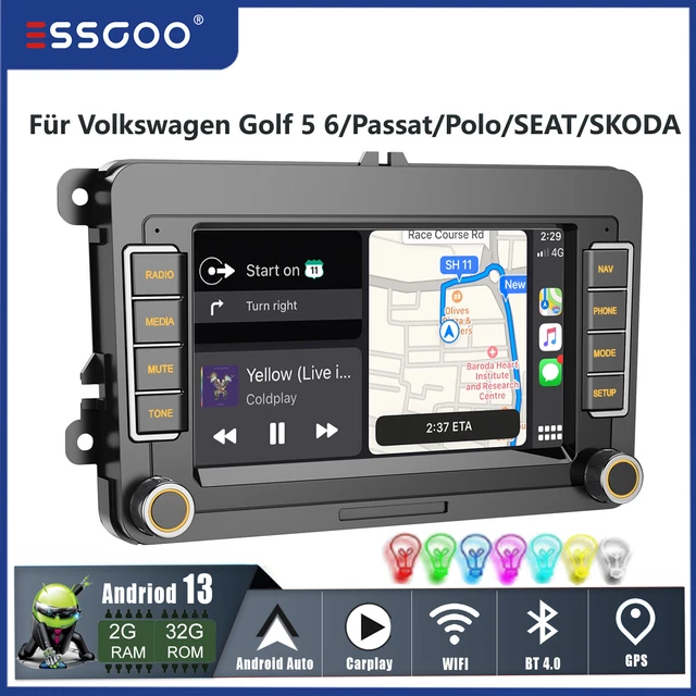 AUTORADIO 7'' ANDROID 13 Carplay pour VW Golf 5 6 Passat Polo Touran ...