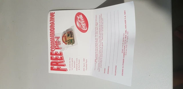 AFL COCA COLA Port Power V Adelaide Crows 1997 Show Down Lapel Pin $50. ...