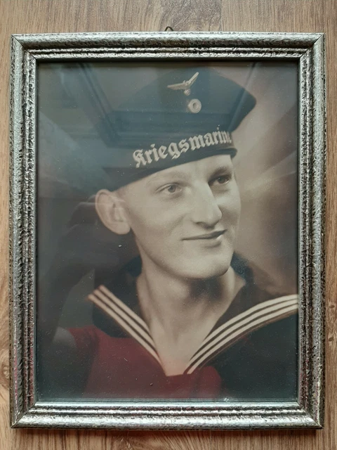 PORTRAIT FOTO WK2 deutsche Matrose Kriegsmarine Grossfoto WW2 gerahmt ...