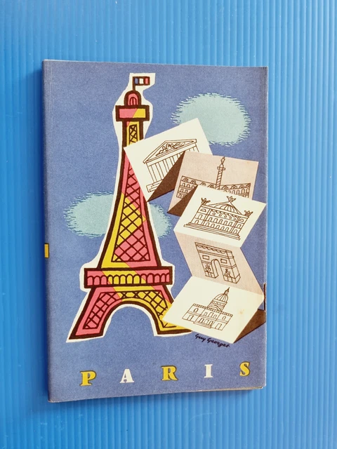 PARIS FRANCE FRANCIA 50s VINTAGE DEPLIANT TOURIST MAP BROCHURE VIAGGIO ...