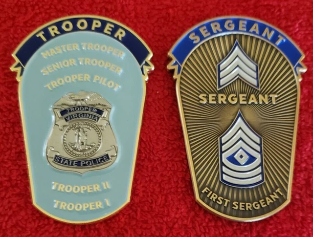 VIRGINIA STATE POLICE Trooper & Sergeant 2 Coin Set (Chp Lapd Police ...