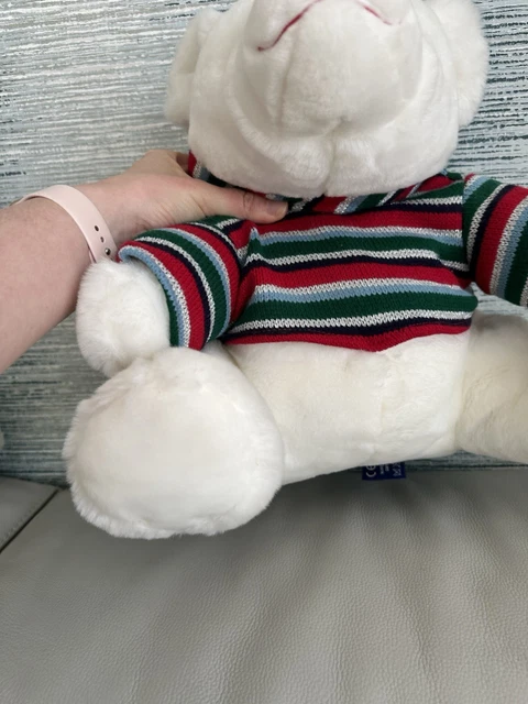 TESCO CHILLY WHITE Podge polar bear Soft Toy 14" tall jumper scarf 2003 ...