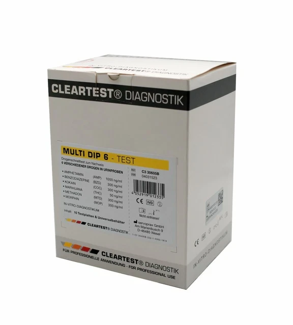 CLEARTEST MULTI DIP Drogas Urintest Prueba De 6 Drogas En Urinproben 10 ...