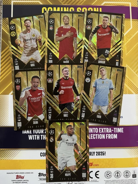 MATCH ATTAX 2024/25 2025 100 Club X7 Card Bundle Inc Mbappe £0.99 - PicClick UK