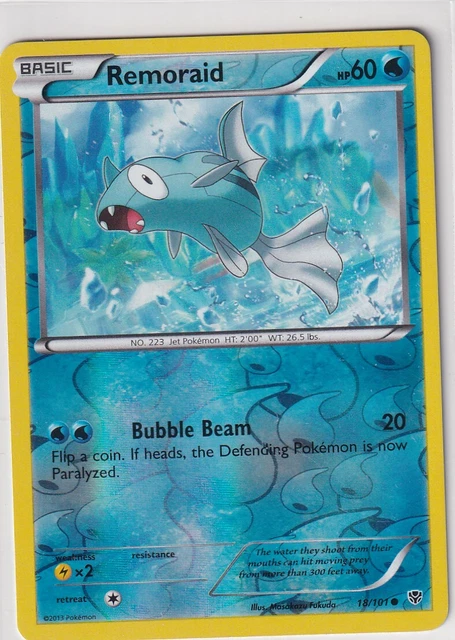 POKEMON MAPPA PLASMA Blaster No. 18/101 Remoraid Reverse Holo Inglese ...