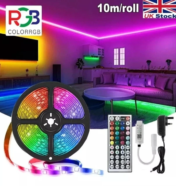 LED STRIP LIGHTS 10m RGB 5050 Colour Changing Tape Cabinet Kitchen TV ...