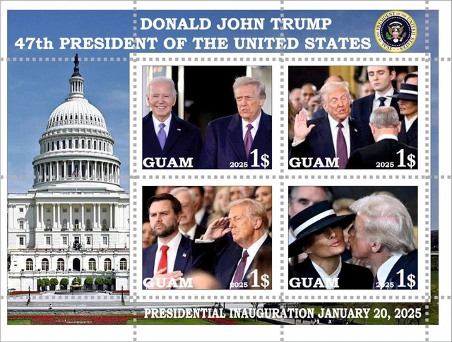 STAMP BLOCK PRESIDENT Trump re-election 2025 47th President of the US ...
