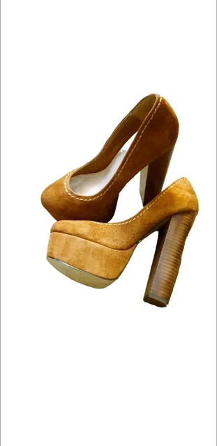 ARIEL CARVELA KURT Geiger tan seude platform block heel shoes UK size 4 ...