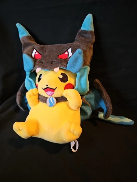POKEMON CENTER MEGA CHARIZARD X COSTUME PIKACHU PLUSH 2014 GAME FREAK ...