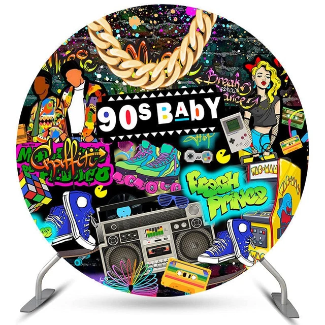 90S BABY GRAFFITI Cool Gender Reveal Round Backdrop $37.94 - PicClick AU