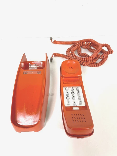 VINTAGE WESTERN ELECTRIC Burnt Orange Push Button Wall Mount Trimline ...