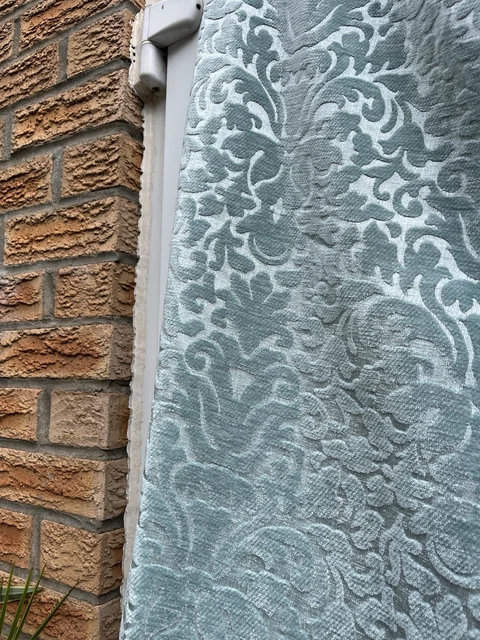 DUNELM BLUE BAY Window Curtains And Helmet Set W40 L107 Inch Damask ...