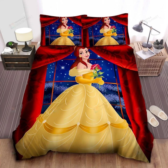 DISNEY PRINCESS BELLE The Enchanted Rose Quilt Duvet Cover Set Bedroom ...