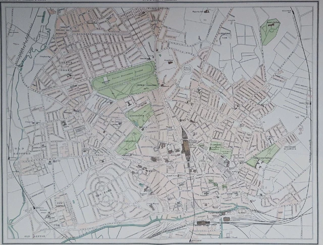 1898 NOTTINGHAM CITY plan large map. 125 years old. The Park, Robin ...
