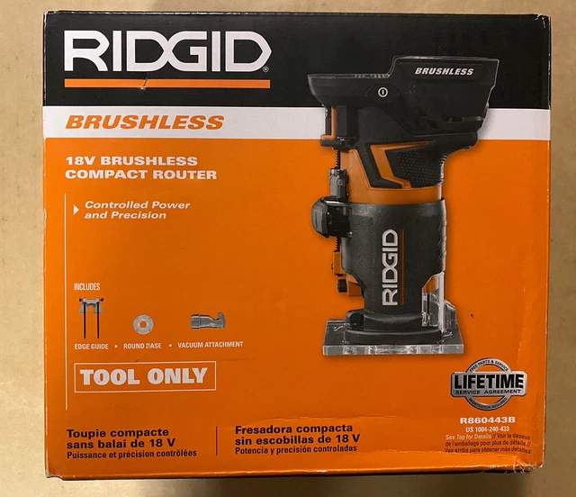 RIDGID OCTANE R860443B Cordless Brushless Compact Router 18V Variable ...